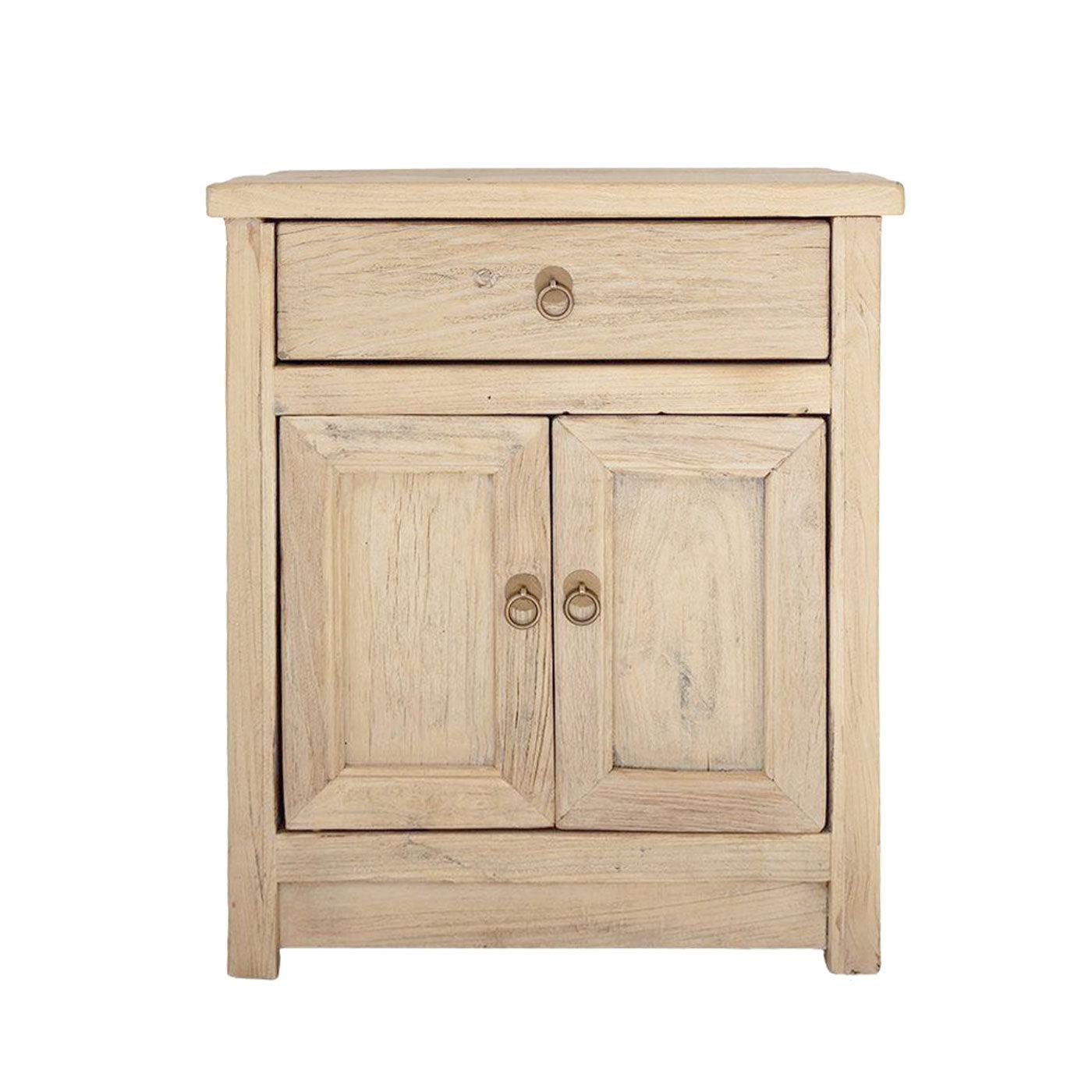 Priya Natural Elm Rustic Bedside Table with Drawer