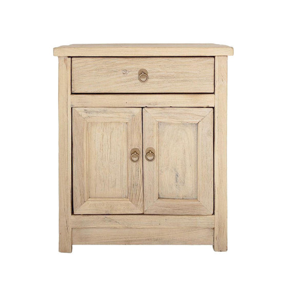 Priya Natural Elm Rustic Bedside Table with Drawer