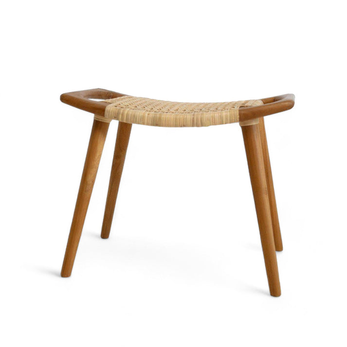 Tellos Teak Rattan Stool at St Barts AU
